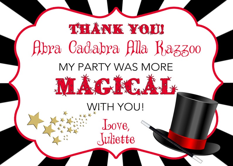 Magician Favor Tags Magic Party Gift Tags Magician Thank You - Etsy