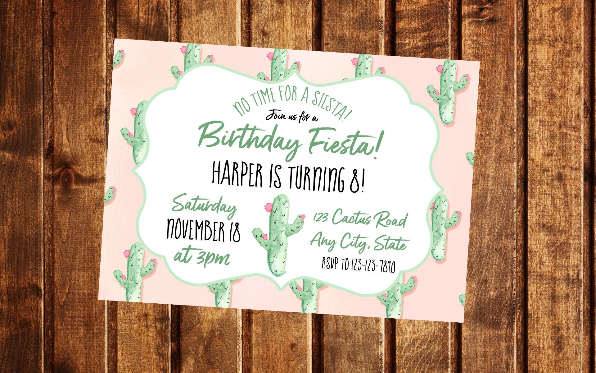 Cactus Birthday Invitation, Fiesta Birthday Invitation, Girl Birthday ...