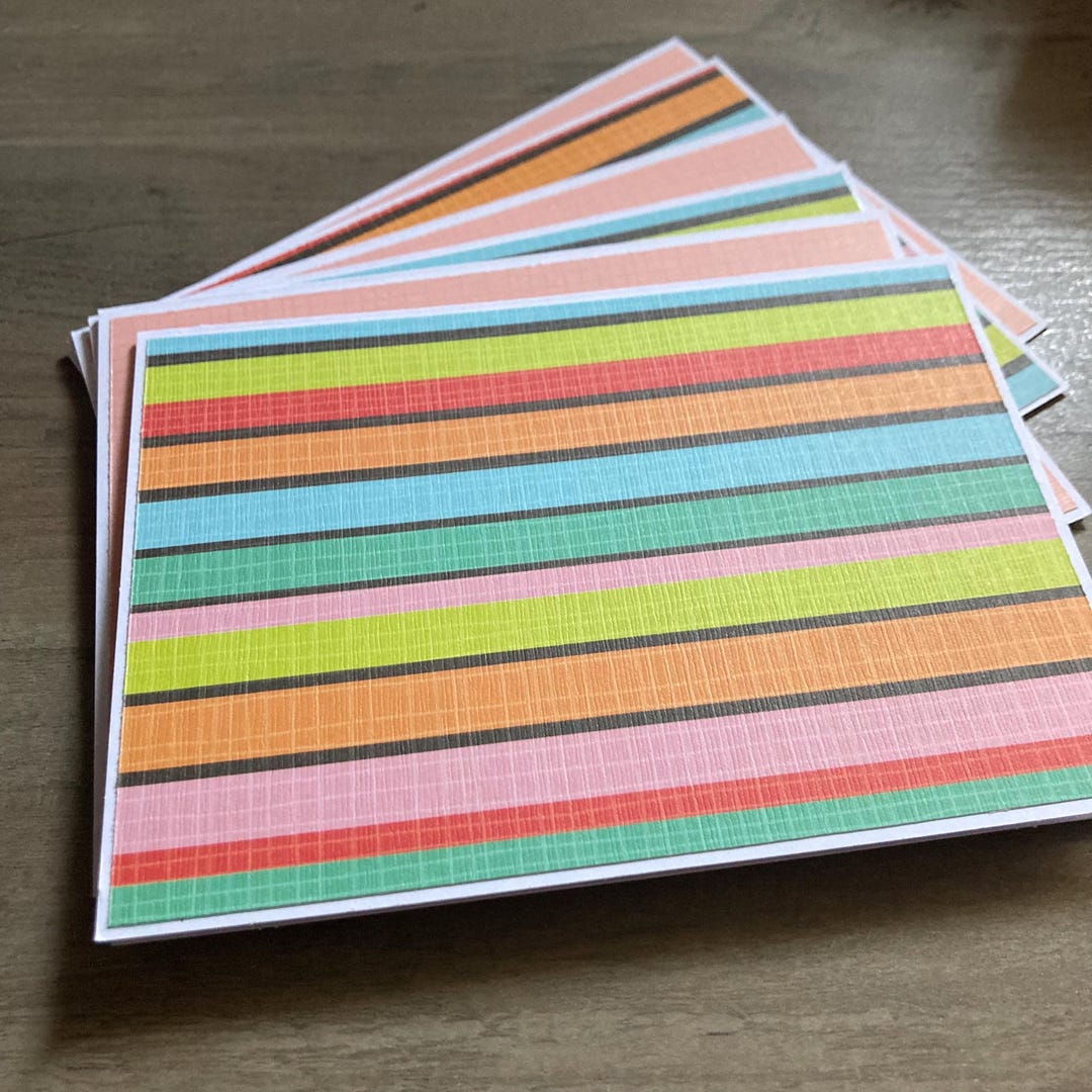 Bright Stripes Note Cards: Blank Card Set of 6 - Etsy