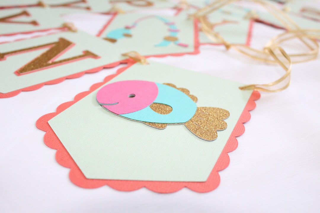 Girls Offishally One Fishing Birthday Banner the Big One Girl's ...