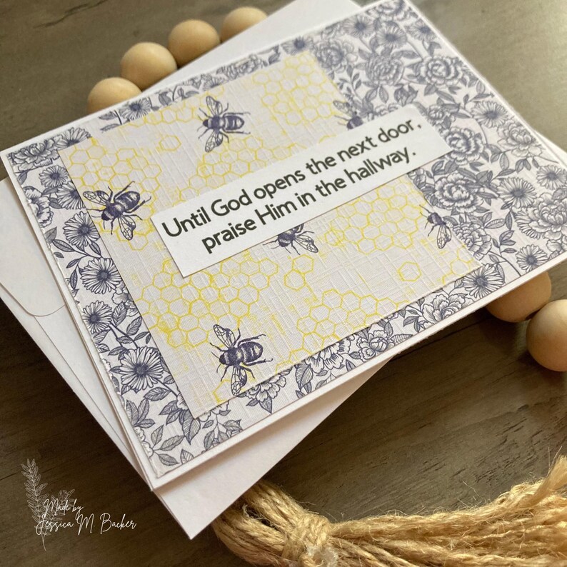 Until God Opens the Next Door Christian Encouragement Card: Bee Floral ...