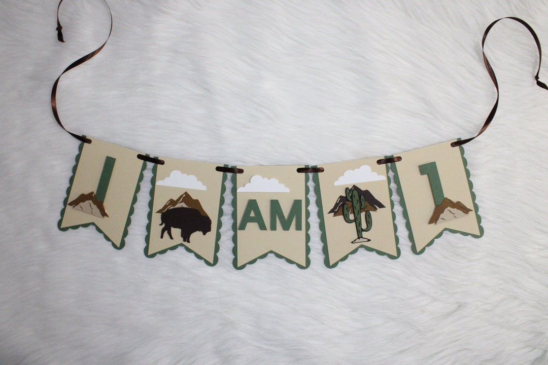 I AM ONE Bison Banner First Birthday Banner Highchair Banner Bison ...