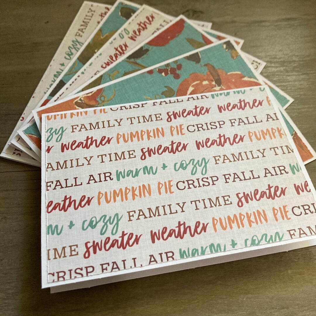 Fall Words Note Cards: Blank Card Set of 6 - Etsy