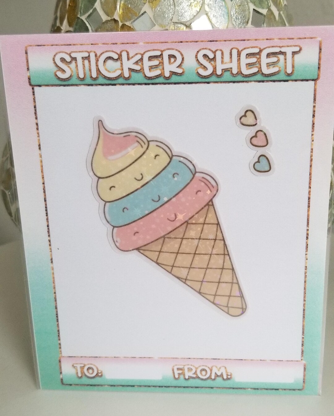 Pastel Kawaii Large Hologram Food Theme Sticker ICE CREAM CONE 1 - Etsy