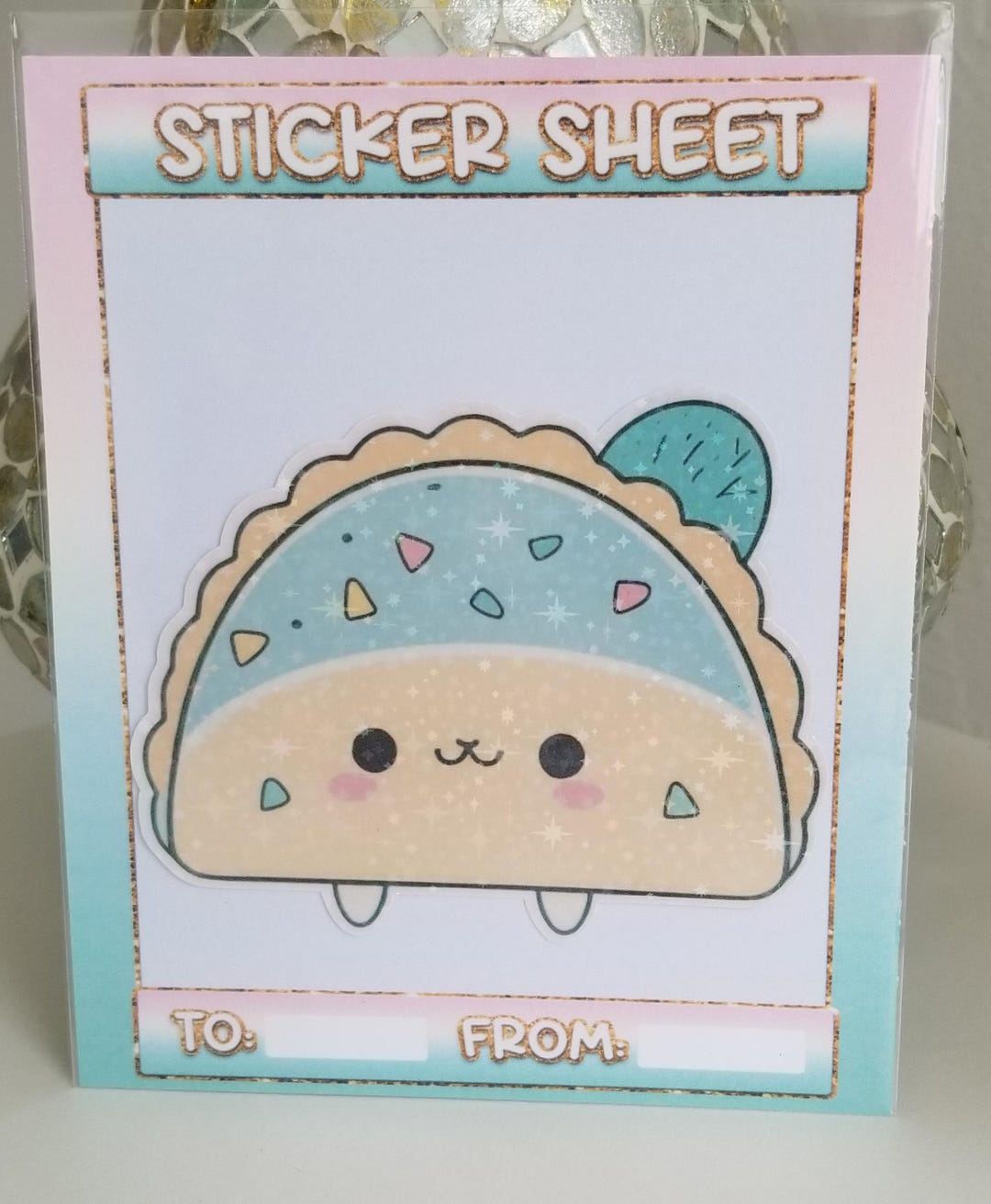 Pastel Kawaii Large Hologram Food Theme Sticker TACO - Etsy