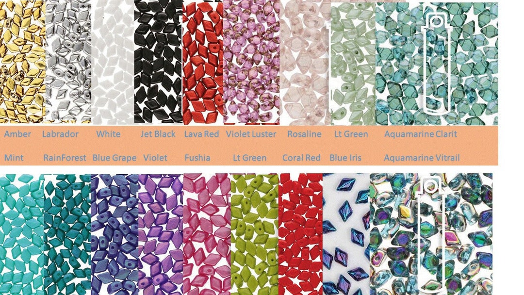 MINI GEMDUO Czech Beads, Various Colors (use Dropdown for Color Choices ...