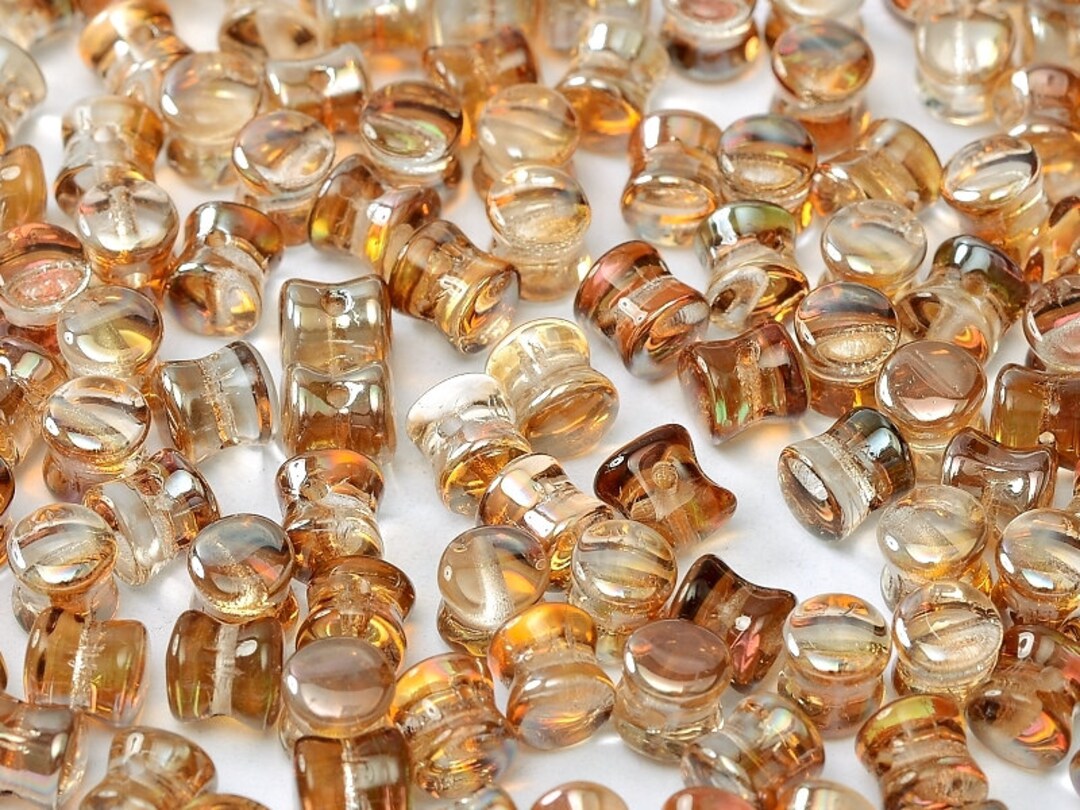 PELLET Crystal VENUS Diabolo Beads, Venus Honey Colored Coating, Czech ...
