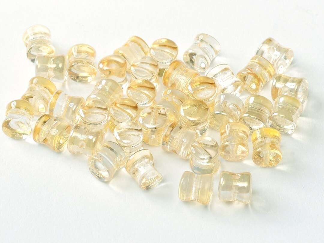 PELLET BLOND FLARE, Crystal, Diabolo Beads, Light Golden Coating, Czech ...