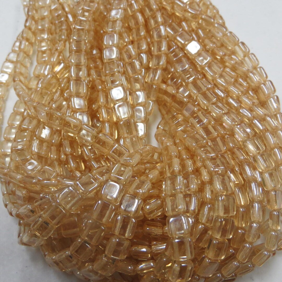 CHAMPAGNE Pale Yellow 2-hole Czech Mate Tile Beads || 6x6mm Side ...