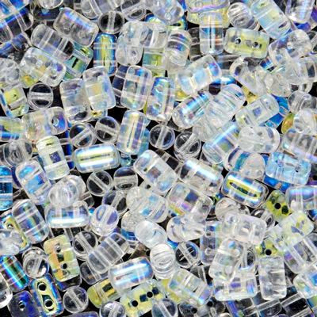 RULLA Crystal AB, AB Coating, 3 X 5mm, 2 Hole, 8 Grams approx 70-75 ...