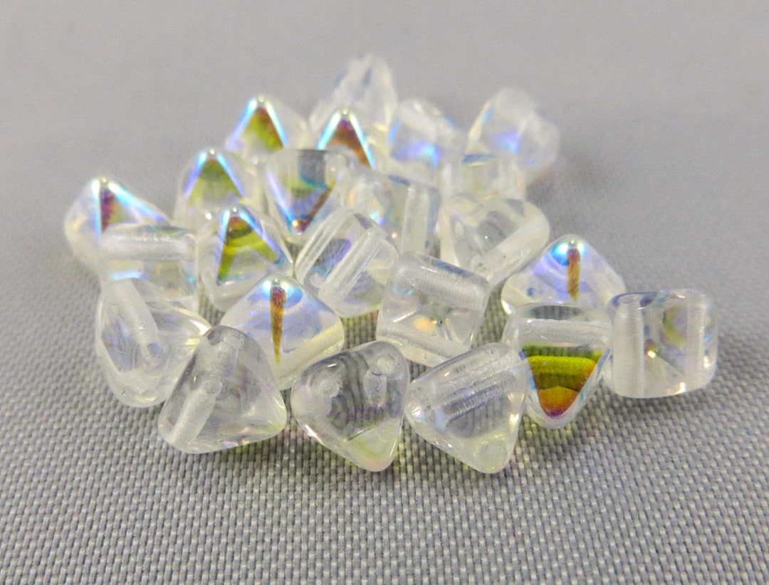 CRYSTAL AB Czech 2-hole Mini Pyramid Shaped Stud Bead 6x6mm - Etsy