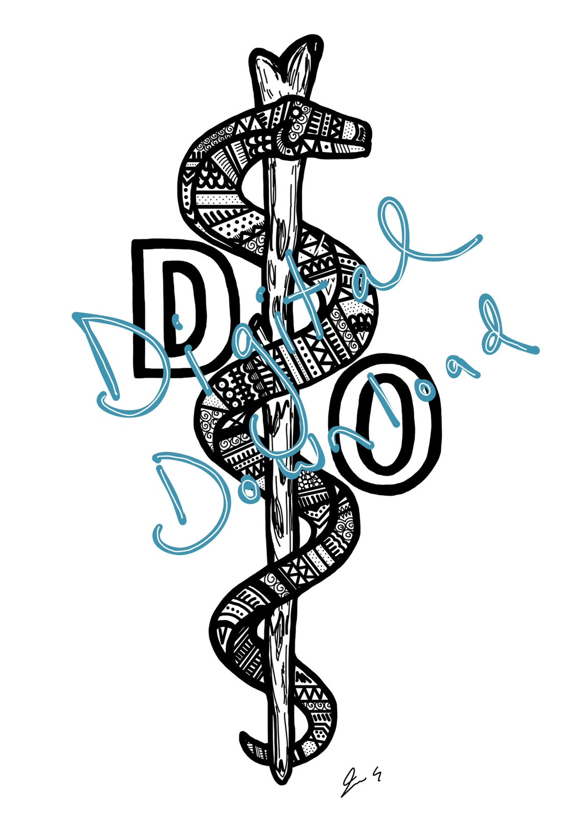Doctor of Osteopathic Medicine (open DO) Simple Asclepius Staff - Etsy