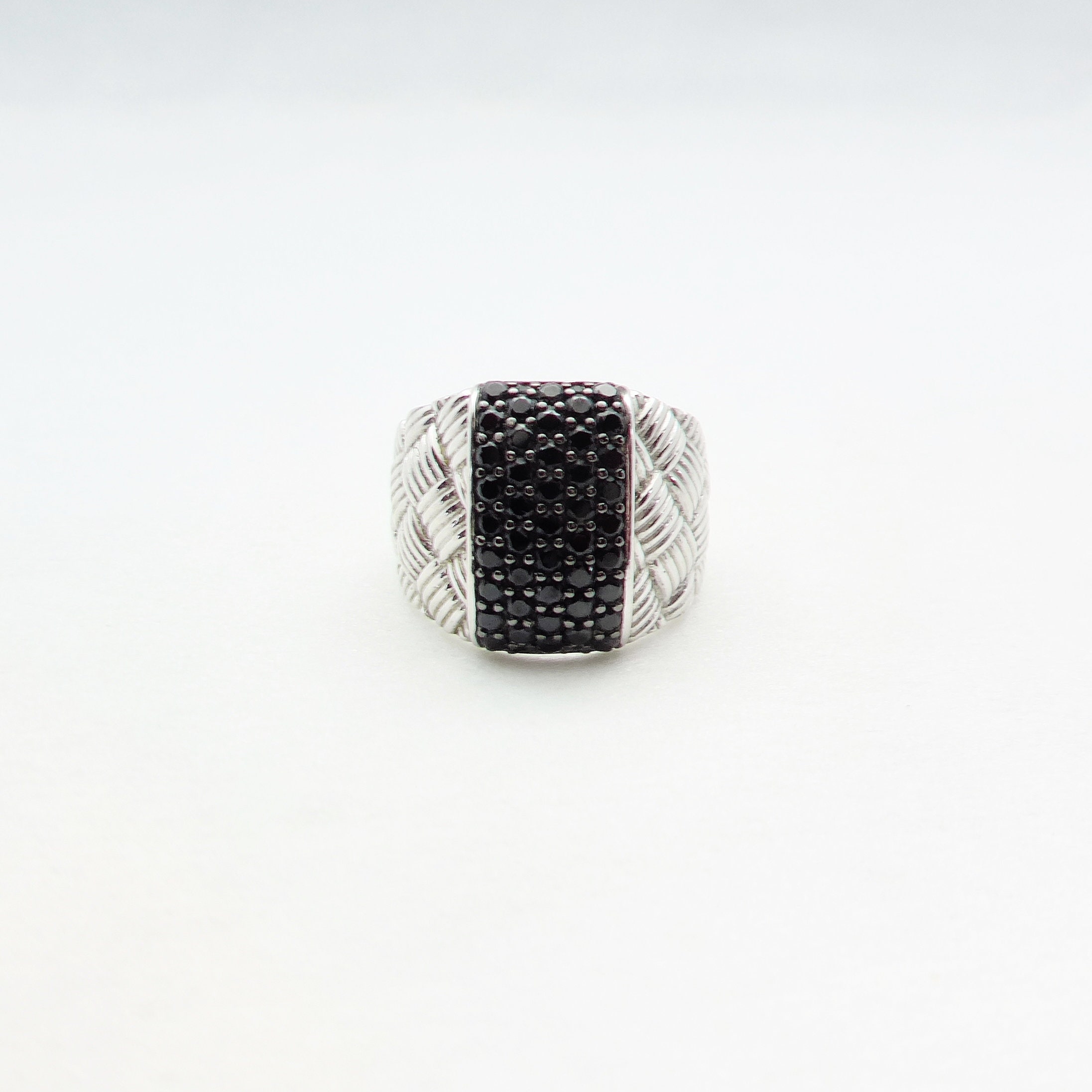 Vintage BBJ Bangkok Ratnara J Sterling Silver 925 Black Crystal Pave ...