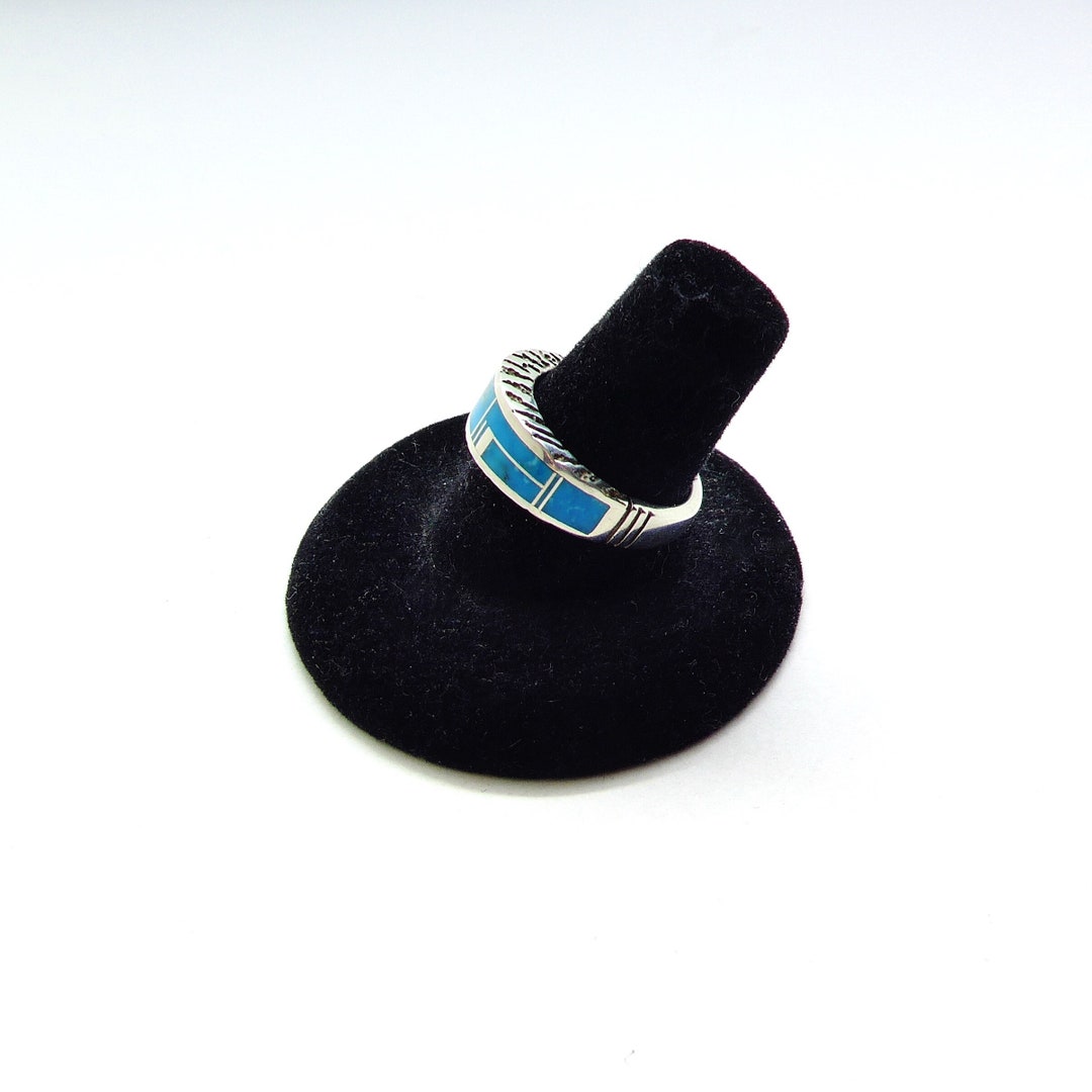 Vintage Abel Toledo Navajo Sterling Silver 925 Turquoise Inlay Ring Sz 7 - Etsy