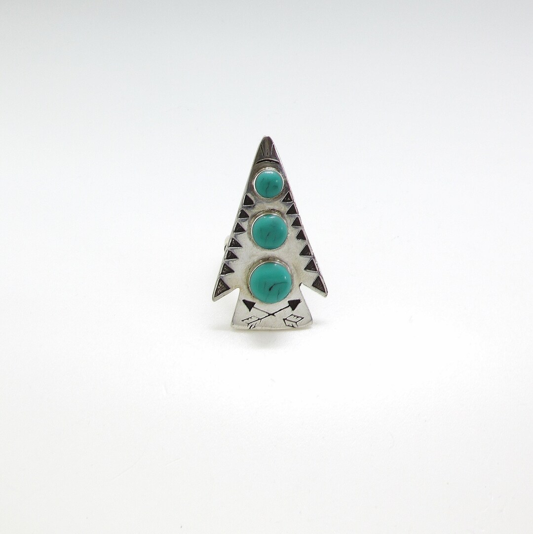 Vintage Sterling Silver 925 SW Artisan Crafted Arrowhead Turquoise Ring ...