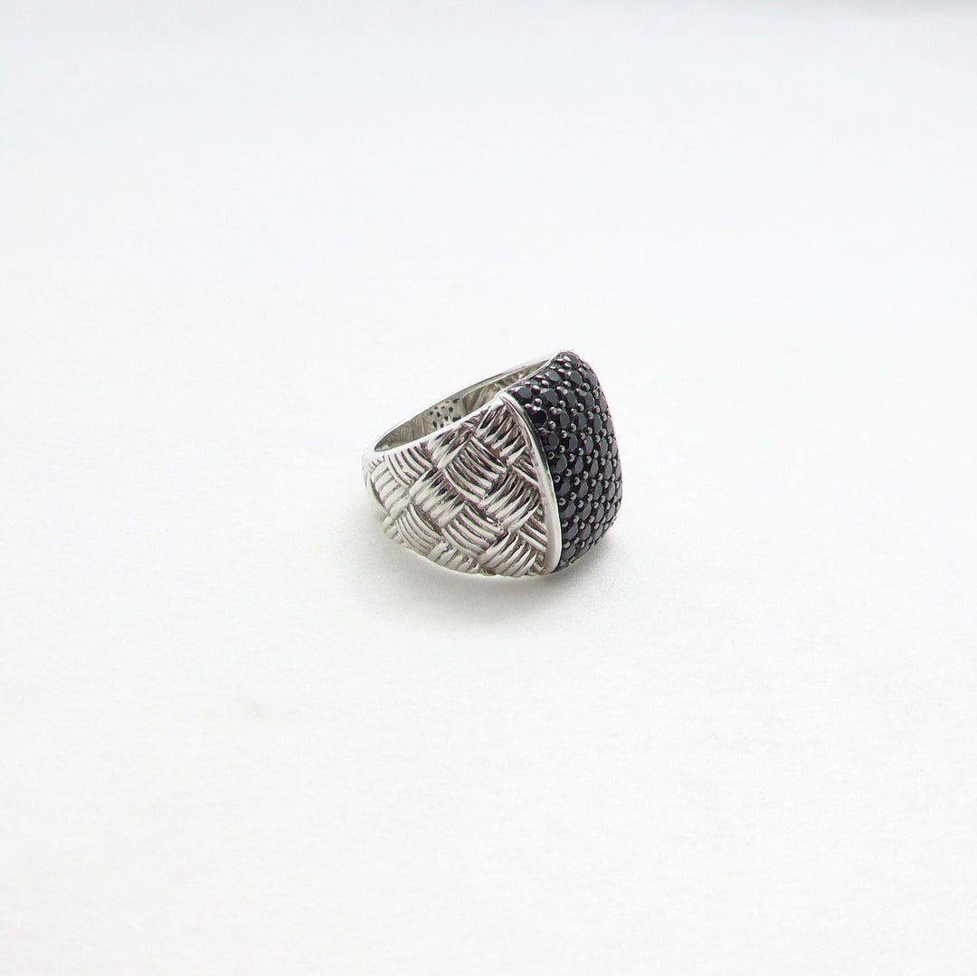 Vintage BBJ Bangkok Ratnara J Sterling Silver 925 Black Crystal Pavé ...