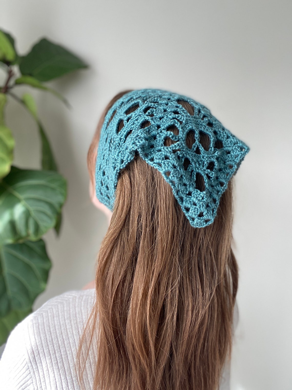 Skull Bandana Teal Crochet Bandana With Skull Details - Etsy