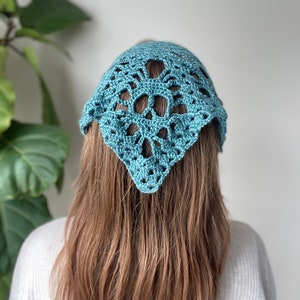 Skull Bandana Teal Crochet Bandana With Skull Details - Etsy
