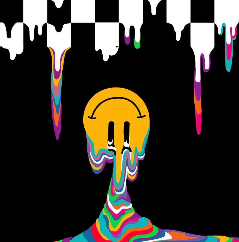 Happy Sad, Wall Art, Punk, Pop, Canvas Print, Smiley Face, Grunge ...