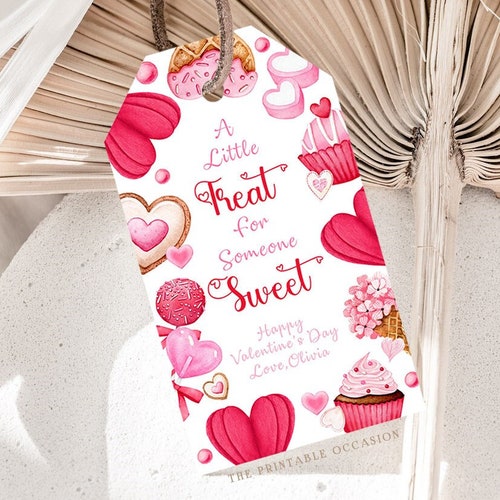 EDITABLE Valentine Sweet Treat Favor Tag Hearts Treat Bag Tag - Etsy Canada