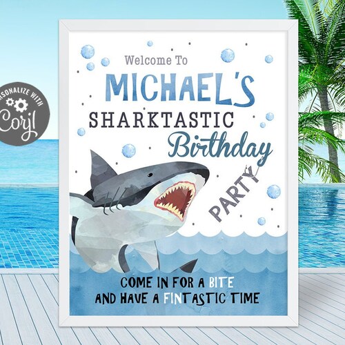INSTANT DOWNLOAD Shark Birthday Welcome Sign Sharks Attack - Etsy