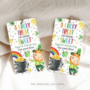St. Patrick's Day Lucky Treat for Someone Sweet Gift Tag Editable Lucky ...
