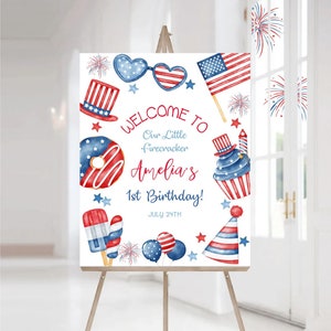 EDITABLE 4th of July Birthday Party Welcome Sign Template Fourth of ...