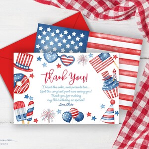 EDITABLE 4th of July Thank You Card Template 4x6 Patriotic - Etsy