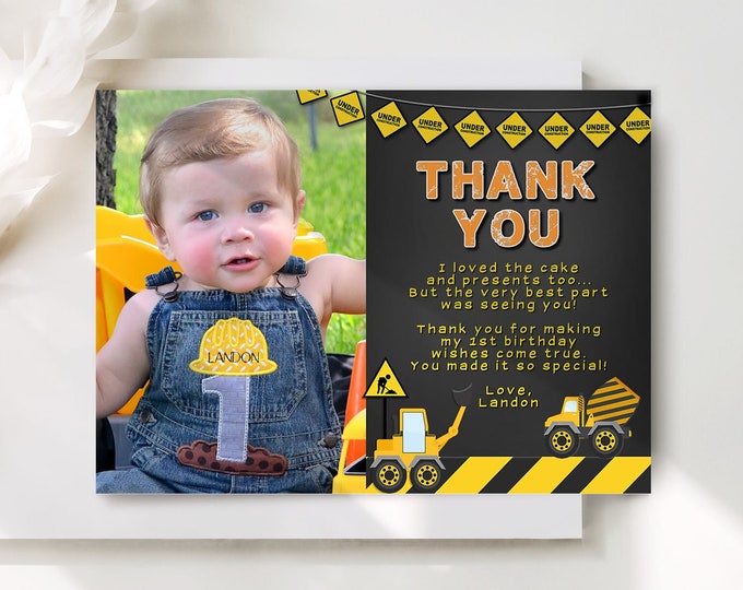 Construction Party Thank You Notes Digital File - Etsy