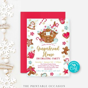 EDITABLE Gingerbread House Decorating Party Invitation - Etsy
