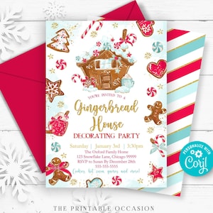 EDITABLE Gingerbread House Decorating Party Invitation - Etsy