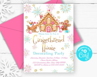 EDITABLE Gingerbread House Decorating Party Invitation | Etsy