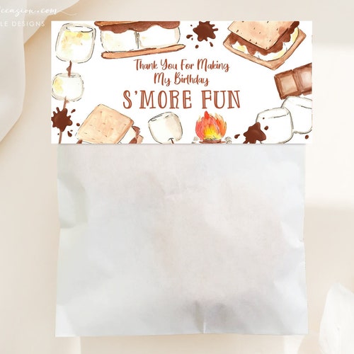 EDITABLE Smores Bag Toppers Template Smores Treat Bag Topper - Etsy