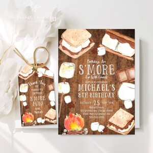 Smores Birthday Invitation Template Rustic Smores Bonfire - Etsy