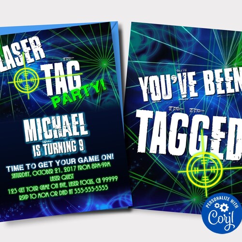 Laser Tag Ticket Invitation Birthday Party instant Download - Etsy