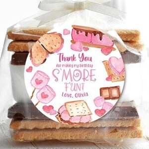 Editable S'mores Birthday Thank You Tags Favor Tags Smore - Etsy
