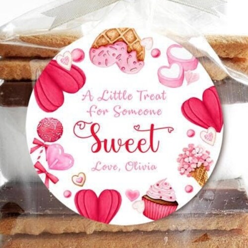 EDITABLE Valentine Sweet Treat Favor Tag Hearts Treat Bag Tag - Etsy Canada