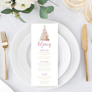 Christmas Nutcracker Menu Card Template Pink and Gold Christmas Dinner ...