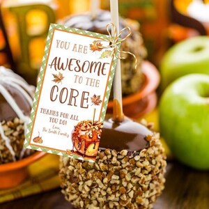 You Are Awesome to the Core Treat Tags Caramel Apple Favor Tags Caramel ...