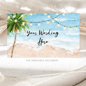 Beach Party Food Labels Editable Beach Party Food Tents Cards Birthday ...