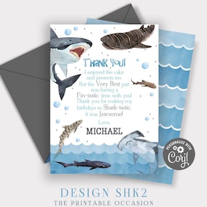 EDITABLE Shark Thank You Cards, Shark Photo Thank You Cards, Shark ...