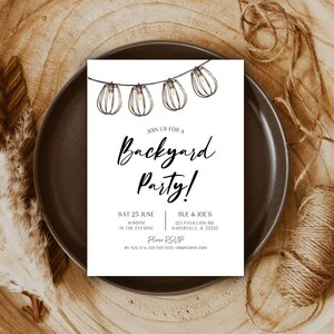 EDITABLE Rustic Backyard Party Invitation Template Backyard - Etsy