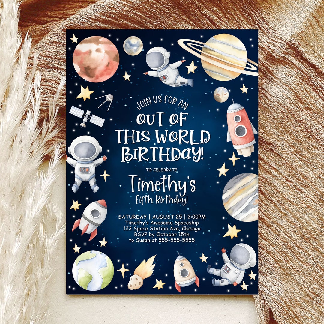 Outer Space Invitation Template Editable Out of This World Space ...