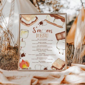 Editable Smore Bar Menu Sign Template Smore Bar Menu Station Sign Smore ...