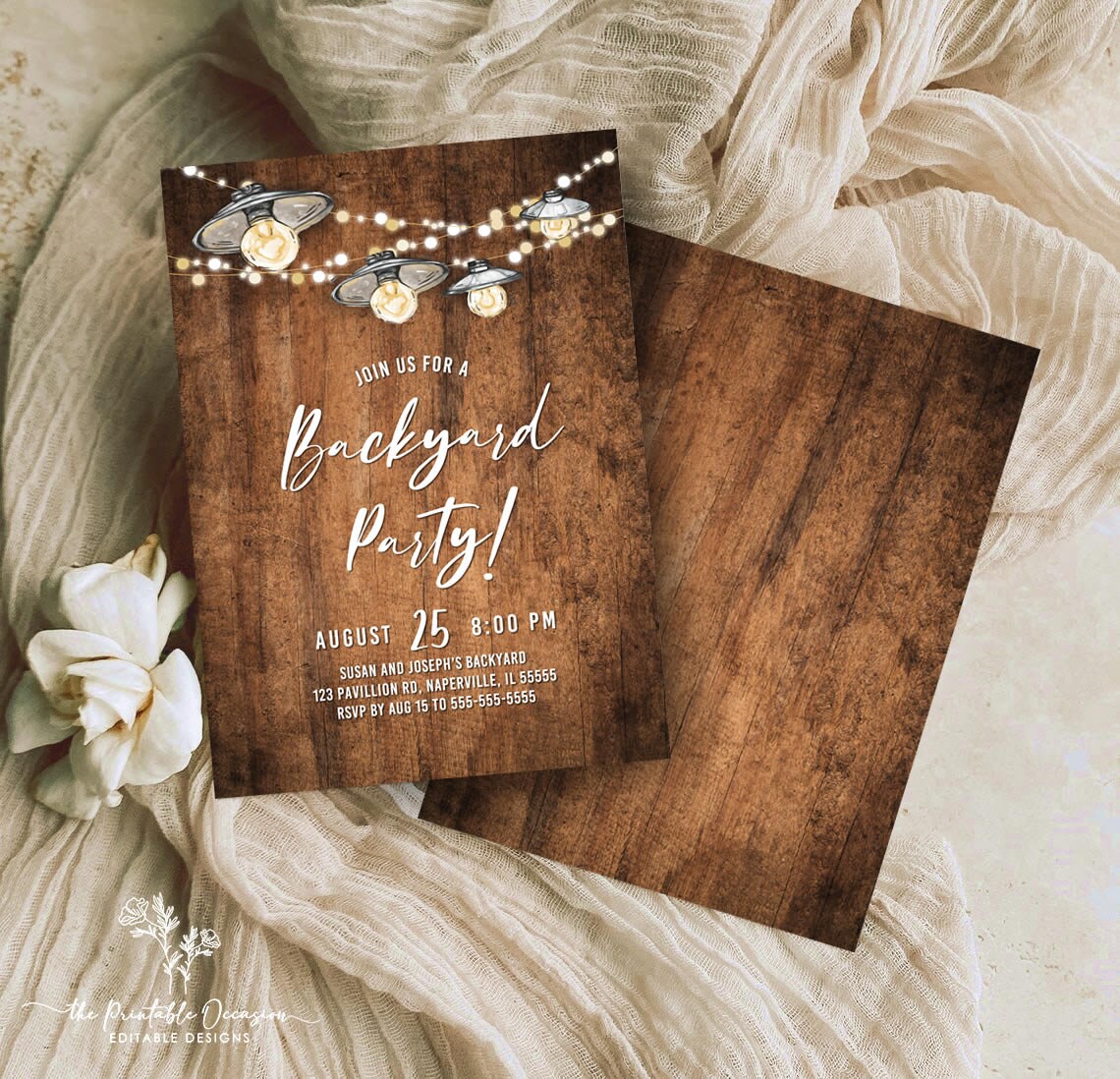 Rustic Backyard Party Invitation Template BBQ Party - Etsy