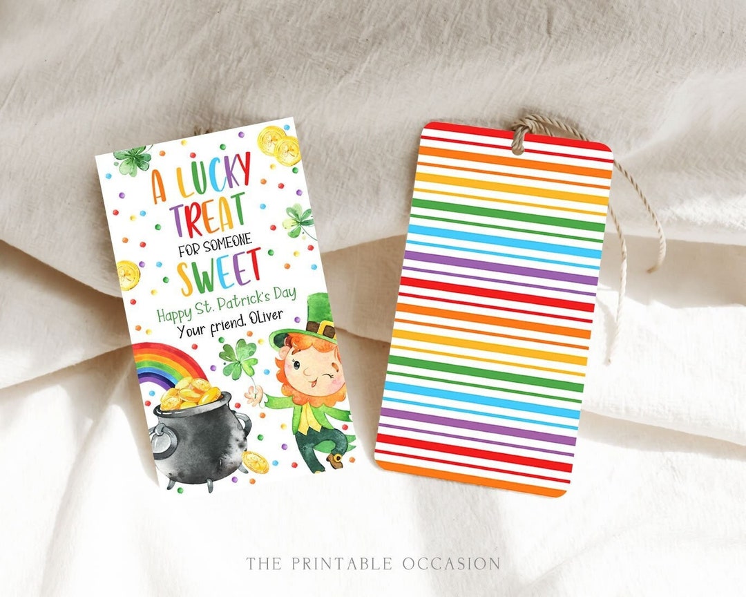 St. Patrick's Day Lucky Treat for Someone Sweet Gift Tag Editable Lucky ...