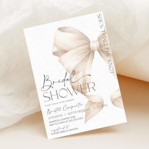 Bridal Shower Bow Invitation Template She's Tying the Knot Bridal Party ...