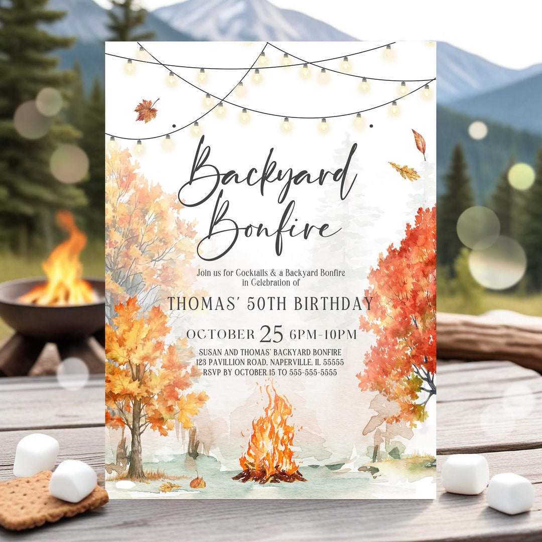 Bonfire Birthday Invitation Bonfire Birthday Party Invite Bonfire ...