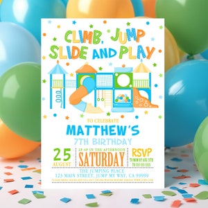 Editable Playground Birthday Party Invitation Boy Jungle Gym Party ...