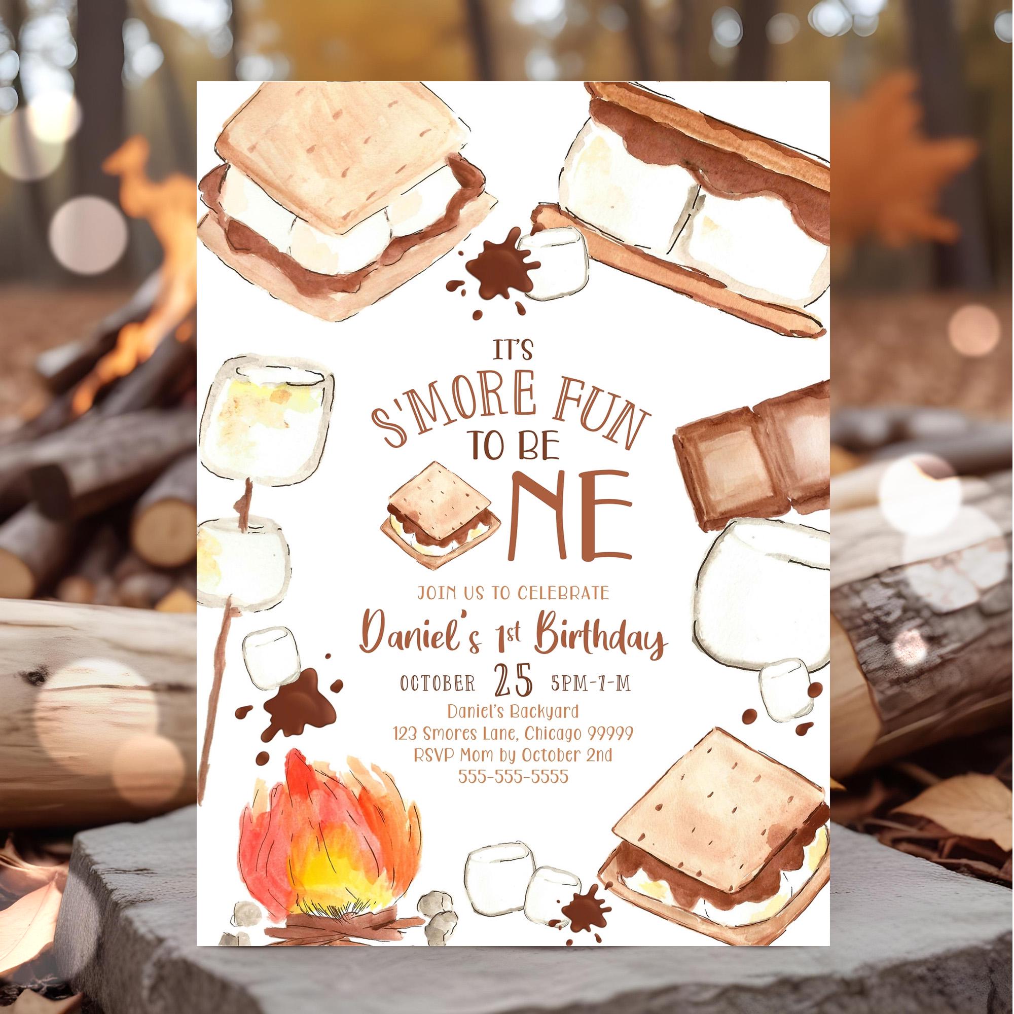 Smores Birthday Invitation Bonfire Birthday Invite Smore Fun to Be One ...